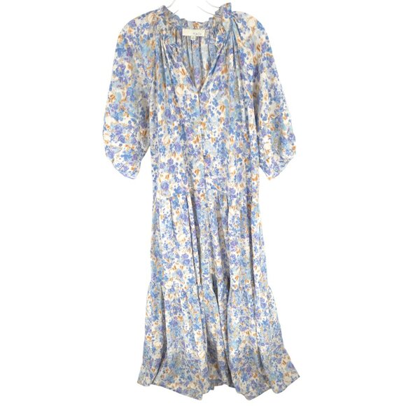 Pinch | Dresses | Pinch Maxi Dress Blue White Boho Peasant Ruffle ...
